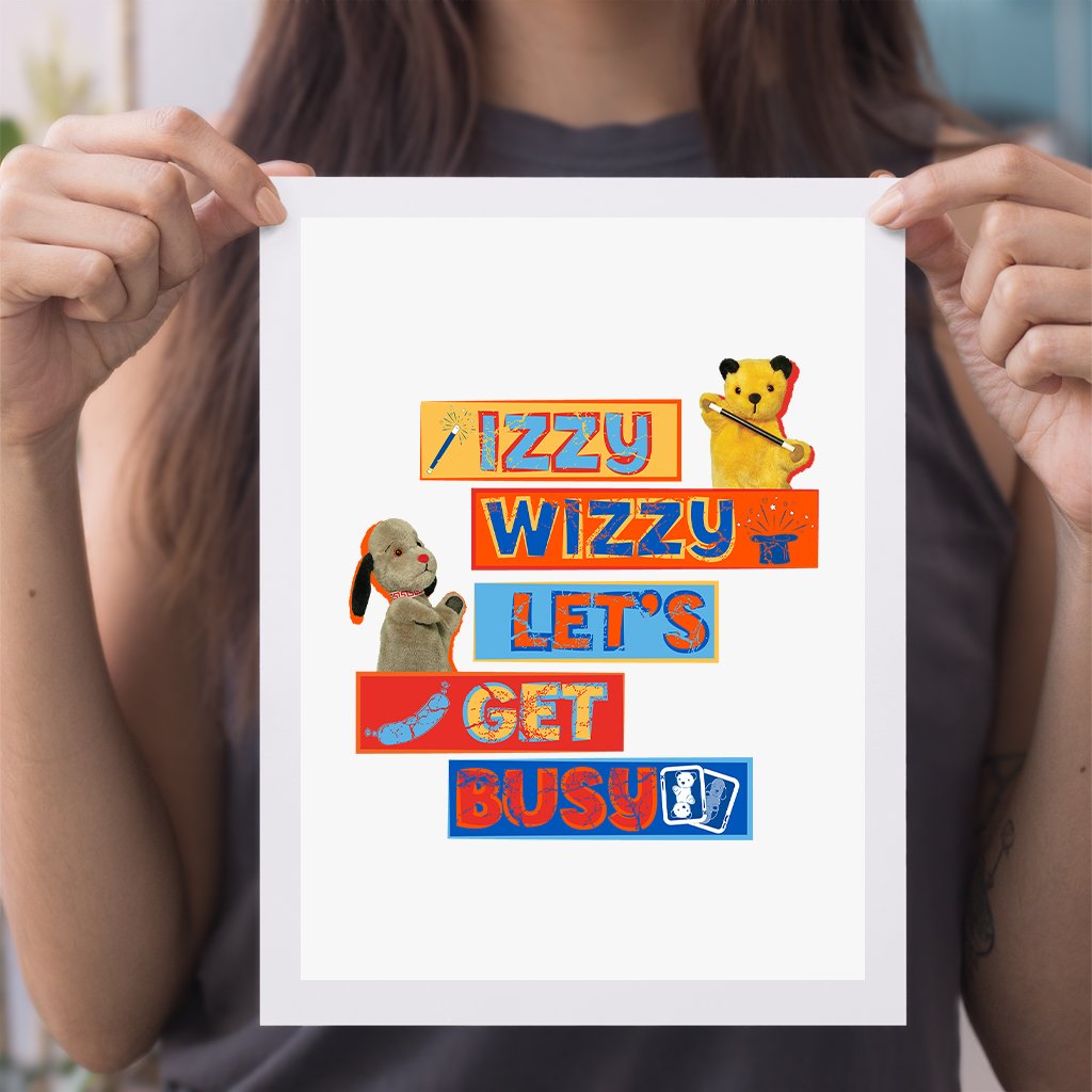 Sooty Izzy Wizzy Let's Get Busy Stacked A4 Print | Sooty's Shop